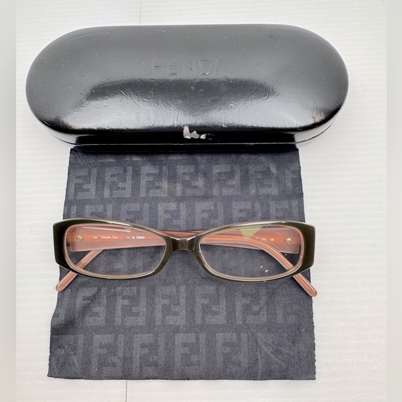 Fendi | Accessories | Fendi 597r 35 135 Eyeglasses Rectangular Brown ...